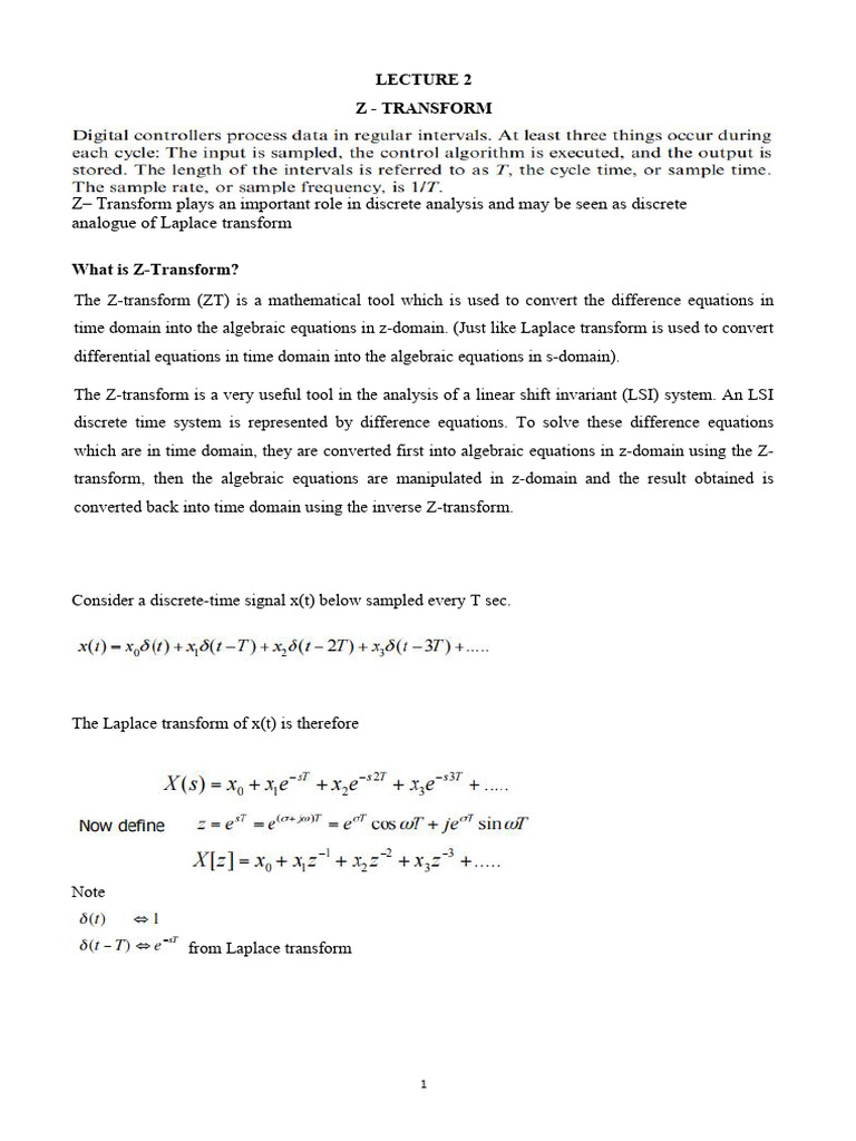 Z Transform Note 2 | PDF | Laplace Transform | Mathematical Relations