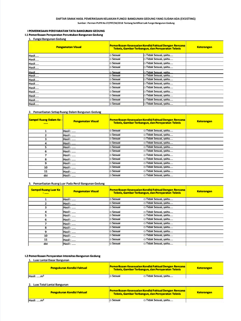 Daftar Simak SLF | PDF