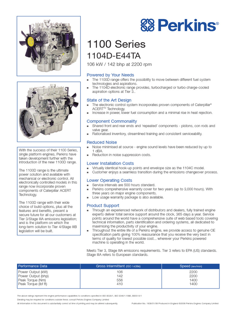 Perkins 1104D-E44TA+Engine+ (PN1838+Jan08) | PDF | Horsepower | Engines