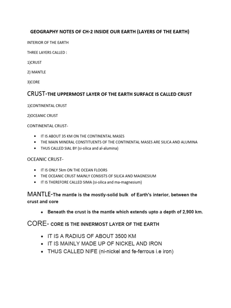 Earth's Layers: Crust, Mantle, Core | PDF