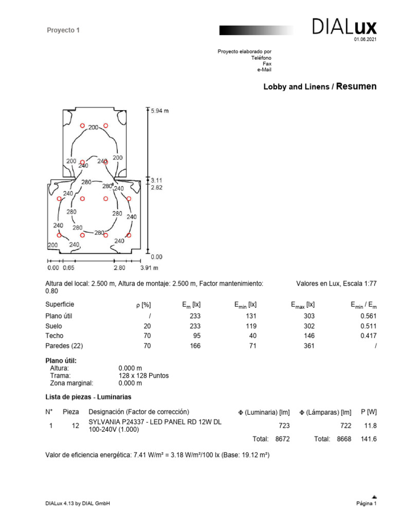 Anexo 3 Dialux Base | PDF | Óptica | Electrónica