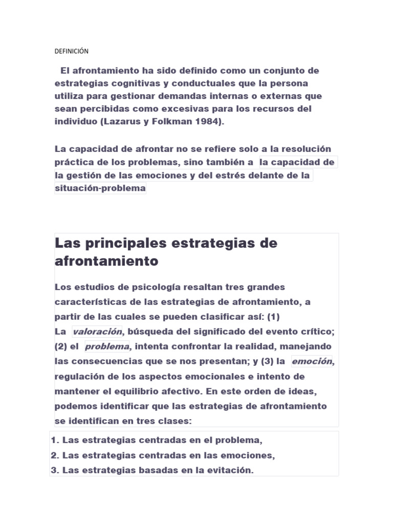 Estrategias de Afrontamiento Efectivas | PDF | Las emociones | Estrés ...