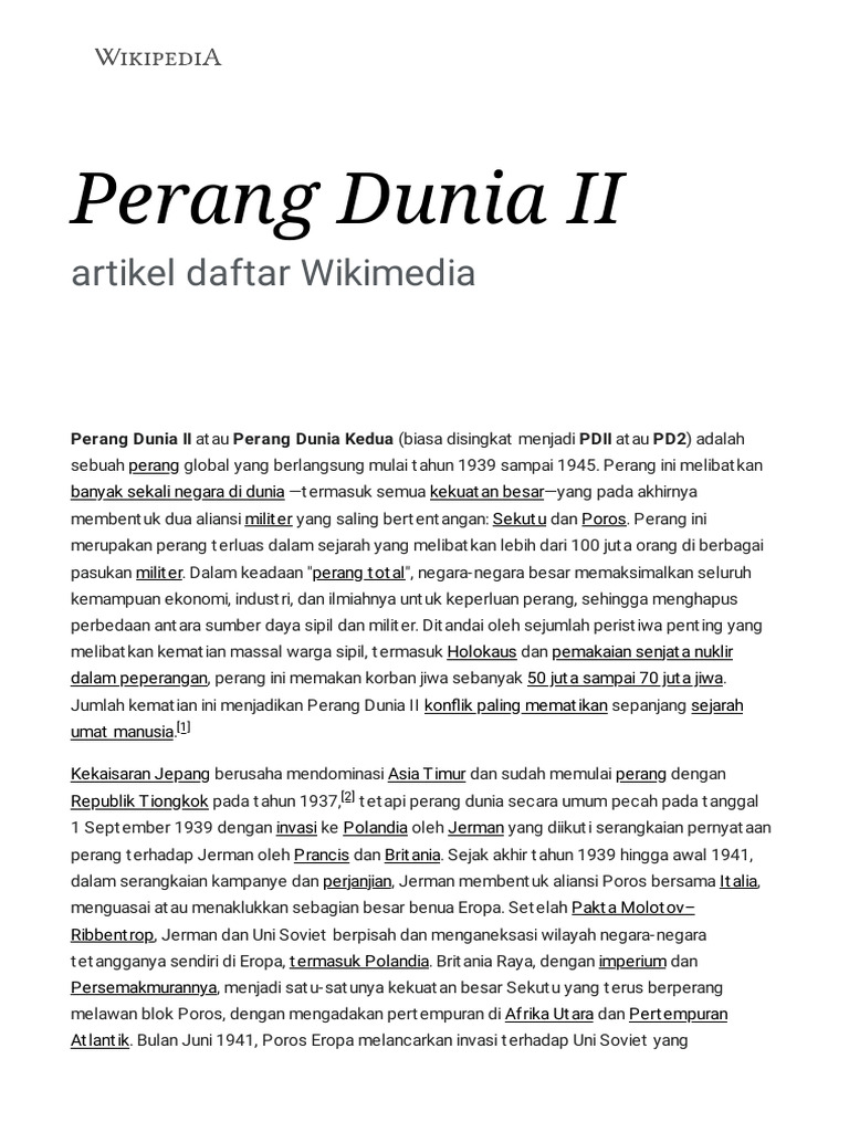 Sejarah Perang Dunia II: Konflik Global 1939-1945 | PDF | Politik ...