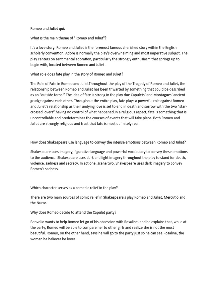 Sofia Guzmán - Romeo and Juliet Quiz | PDF | Characters In Romeo And ...