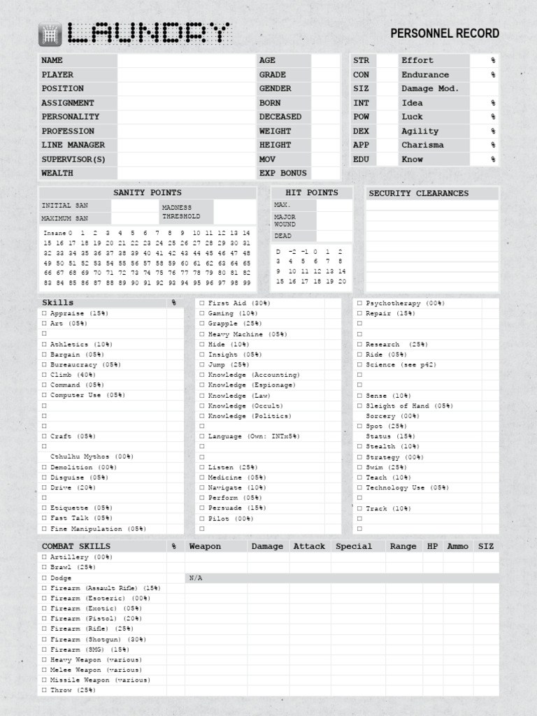 Laundry RPG Personnel Record | PDF | Firearms | Ballistics