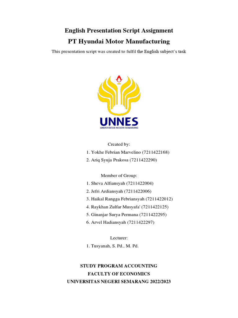 English Presentation Script Assignment | PDF | Motor Vehicle ...