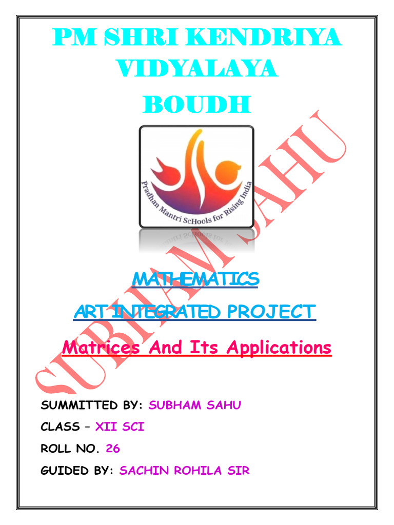 Math Investigatory Project On Matrix | PDF | Matrix (Mathematics) | Algebra