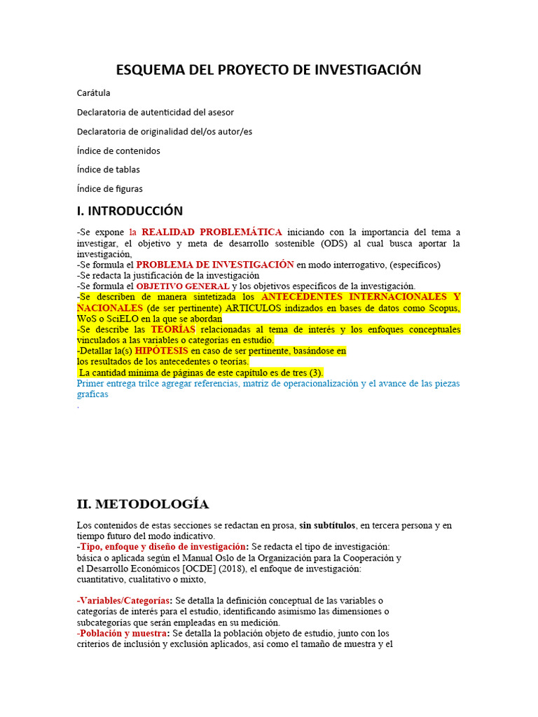 Esquema Del Proyecto de Investigación | PDF | Teoría | Interacciones de disciplina académica