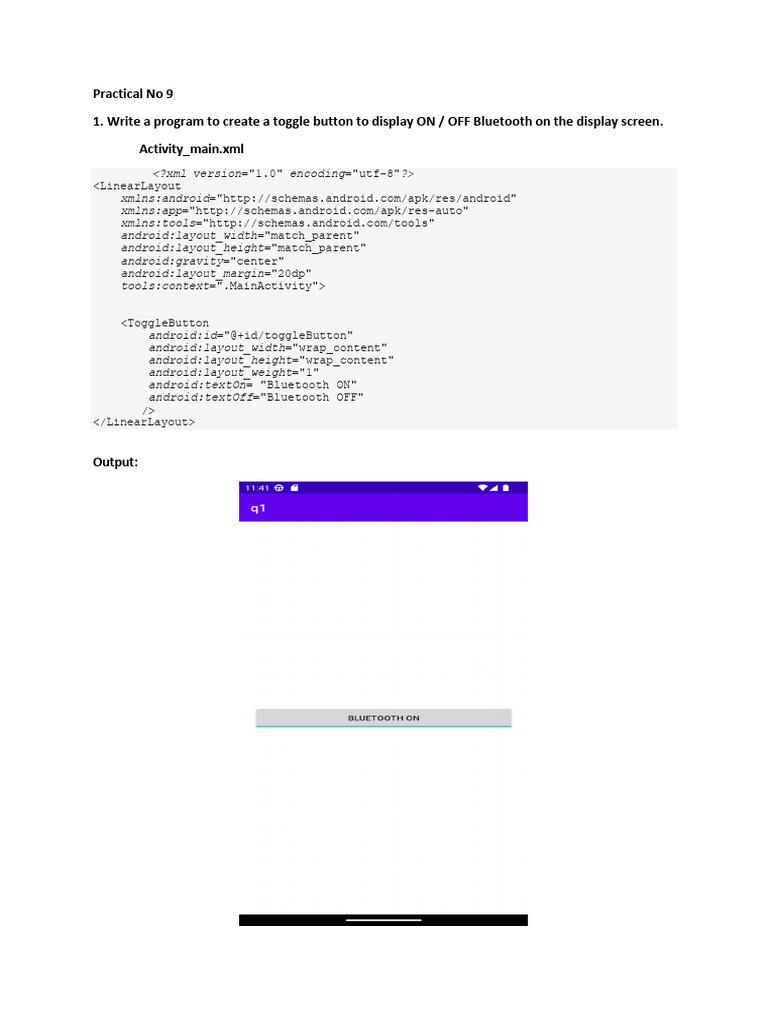 Practical No 9 | PDF | Android (Operating System) | Computing Practical No 9 | PDF | Android (Operating System) | Computing