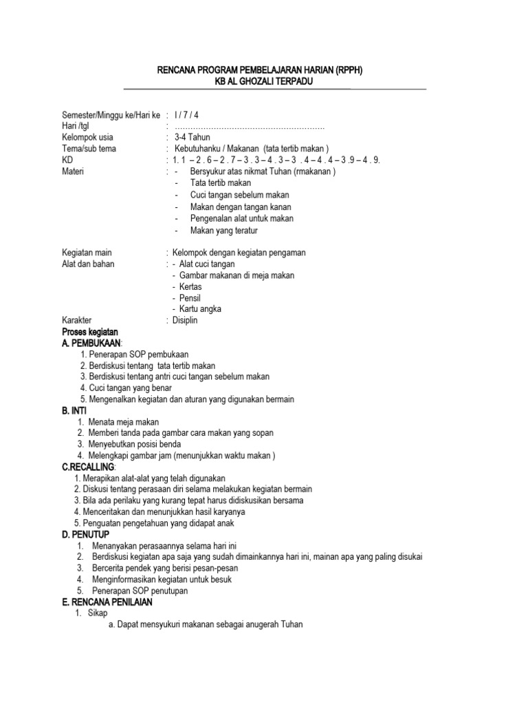 RPPH Kebutuhanku | PDF