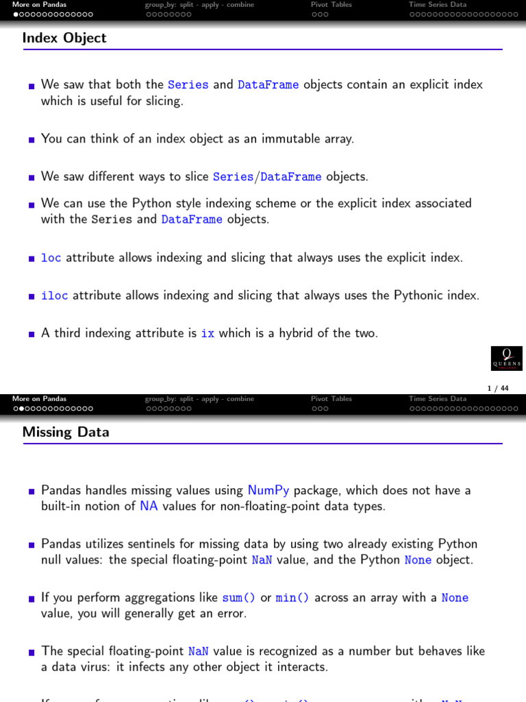 Pandas Indexing and Data Handling | PDF | Computing | Computer Programming