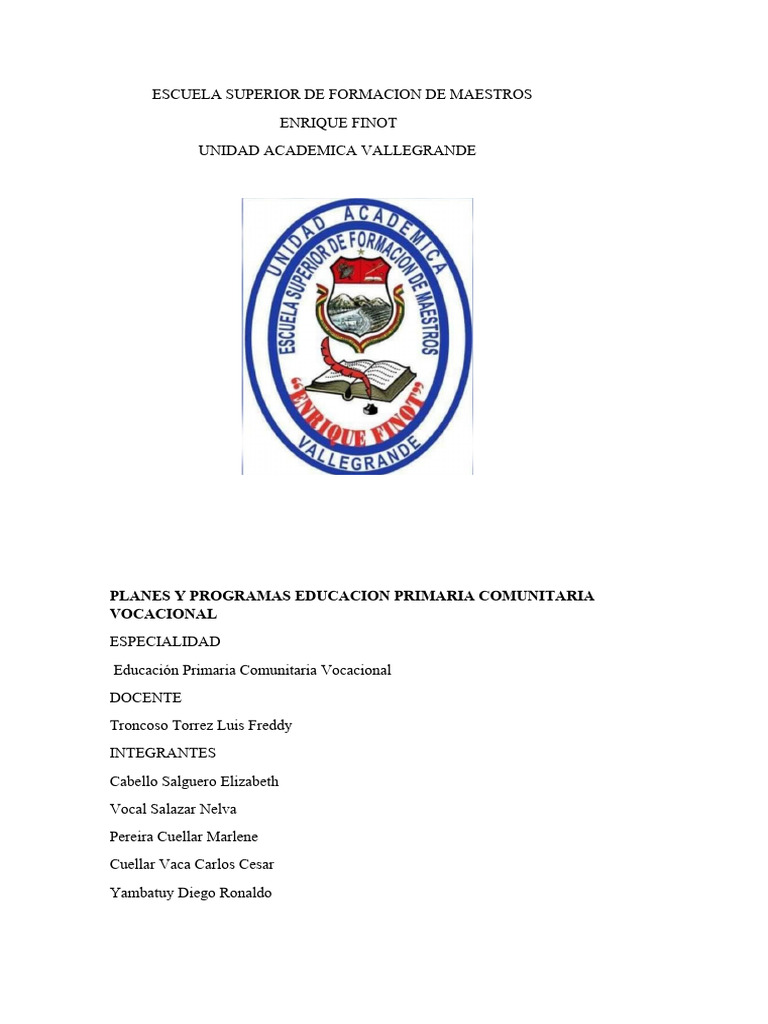 Planes y Programas Grupo 3 | PDF | Educación primaria