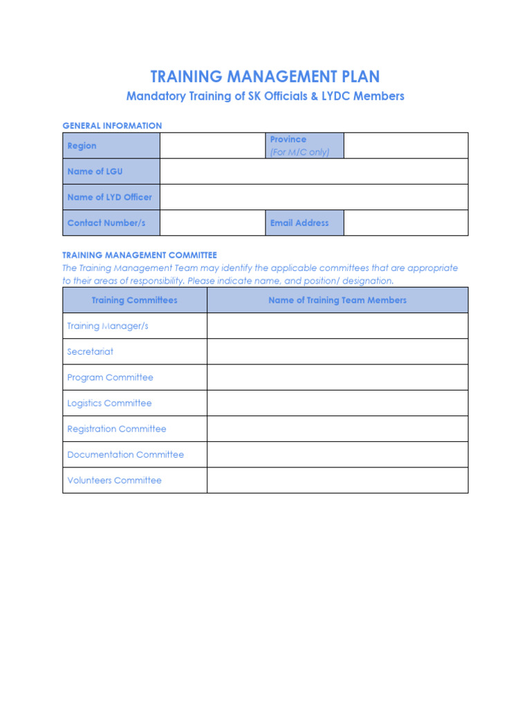 SKMT Training Plan Template | PDF | Business