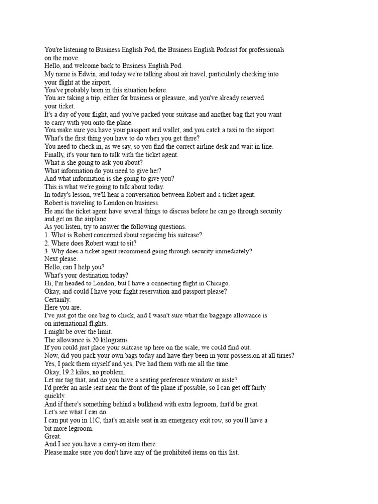 Script | PDF | Baggage