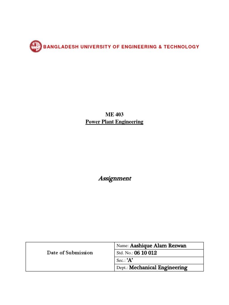 Power Plant Engineering Assignment | PDF