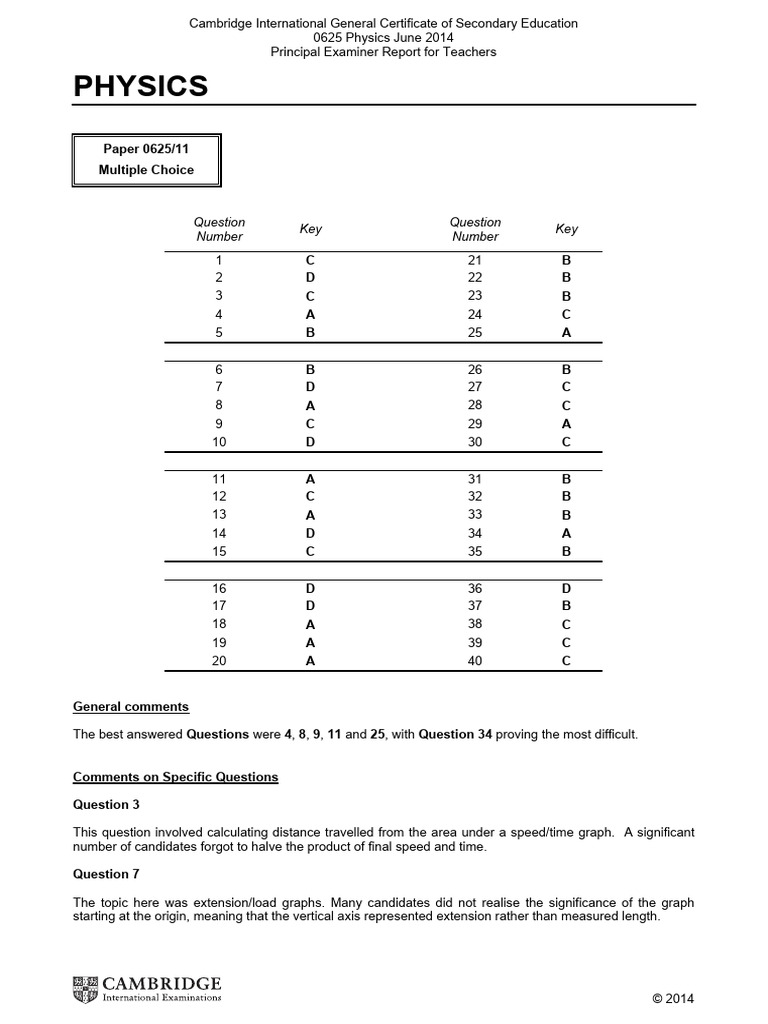 Cambridge IGCSE Physics 2014 Exam Report | PDF | Sound | Waves