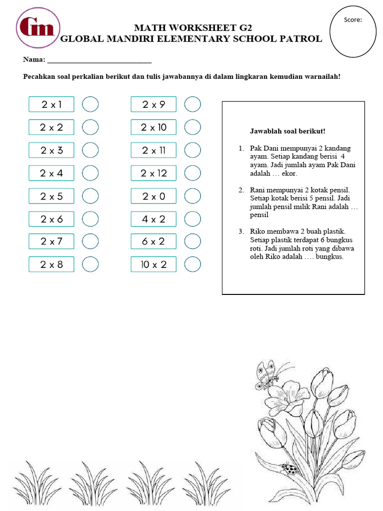 Math Worksheet G2 Perkalian | PDF