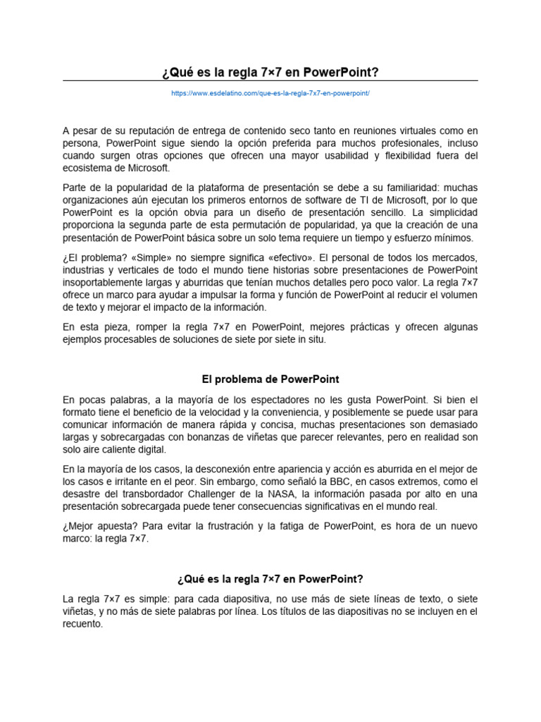 Qué Es La Regla 7x7 en Power Point | PDF | Microsoft PowerPoint