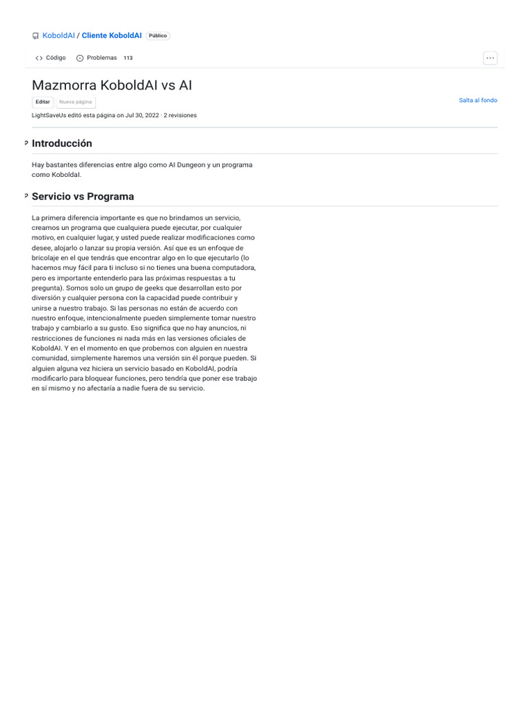 KoboldAI Vs AI Dungeon KoboldAI - KoboldAI-Client Wiki GitHub | PDF | Inteligencia artificial ...