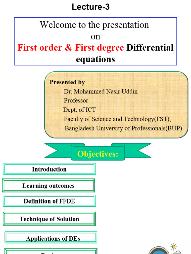 L - 3: First Order & First Degree Differential Equations | PDF | Heat Transfer | Thermal Insulation