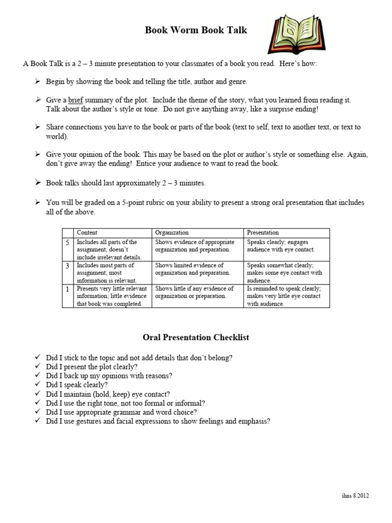 Book Talk Fun Activities Games - 30910 | PDF | Public Speaking | Human ...