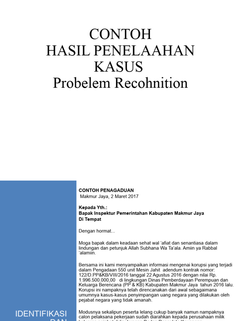 Pertemuan 6 - Contoh Problem Recogntion (Penelahaan Masalah) . | PDF
