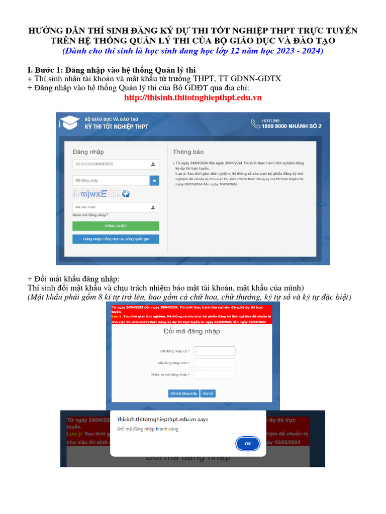 Huong Dan Thi Sinh Dang Ky Tren He Thong Quan Ly Thi2024 234202417 | PDF