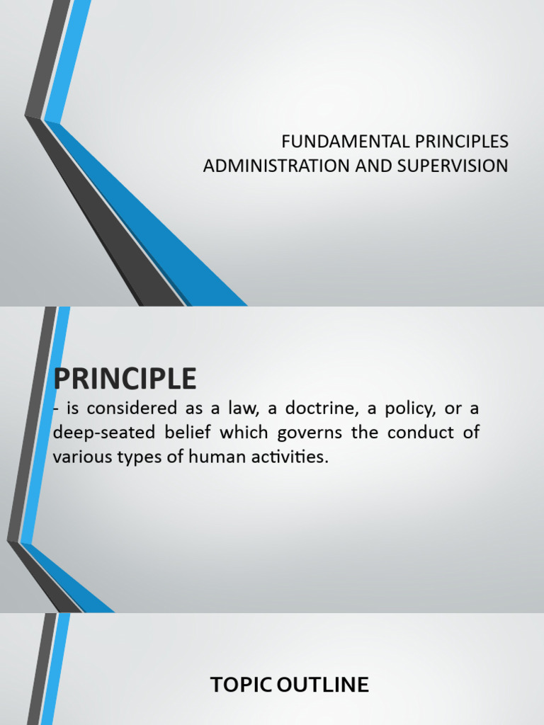 Fundamental Principles Administration and Supervision 2 | PDF ...