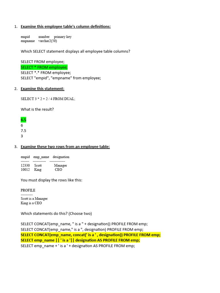 Orcl Sql Explorer Exam Pdf Information Retrieval Data