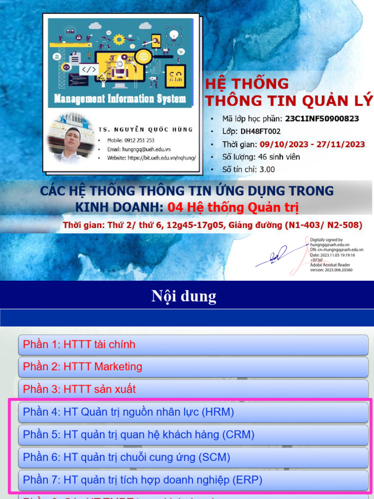 Buoi 4 CacHethong MIS Ungdung Kinhdoanh 4 HT Quantri | PDF