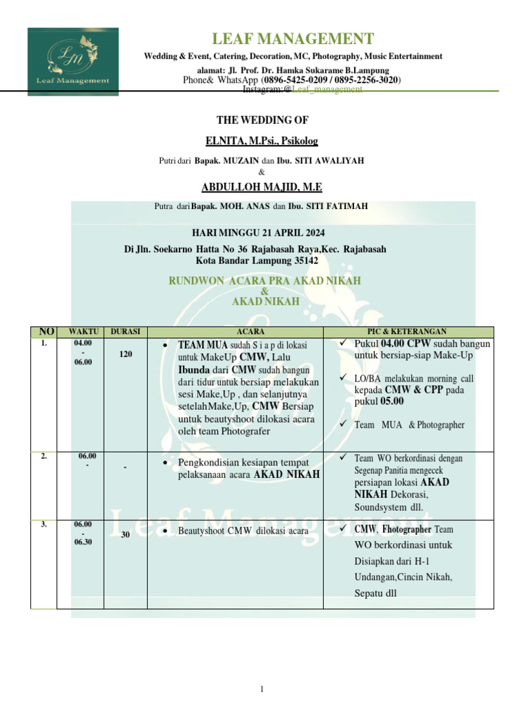 Akad & Resepsi Elnita dan Abdul 2024 | PDF