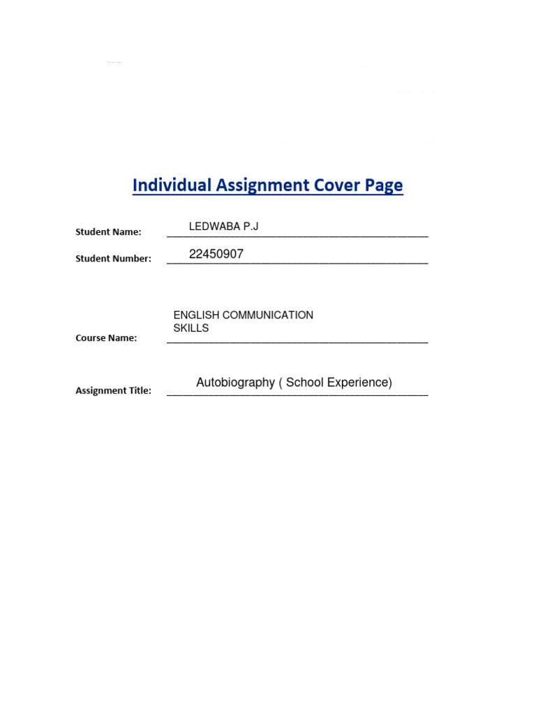 Individual Assignment Cover Page | PDF | Career & Growth