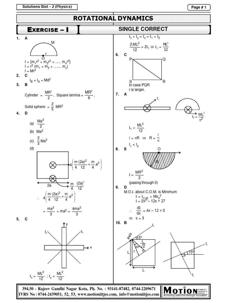 Exercise 1 | PDF | Angular Momentum | Torque