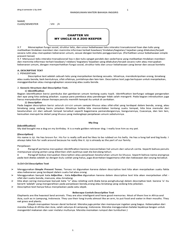 Rangkuman Bing 8 SMSTR 2 | PDF | Seni & Disiplin Bahasa