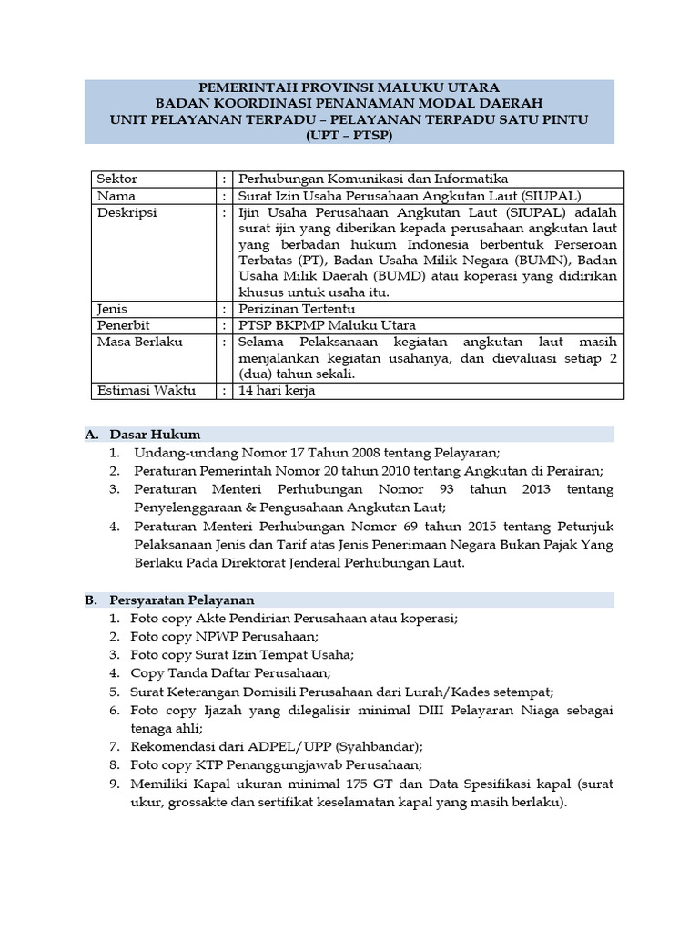 Definisi SIUPAL untuk Angkutan Laut | PDF | Bisnis