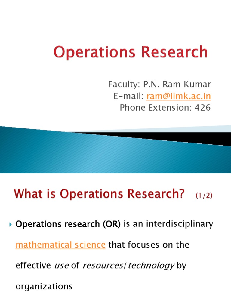 Operations Research - Class1 To Class 3 | PDF | Linear Programming ...