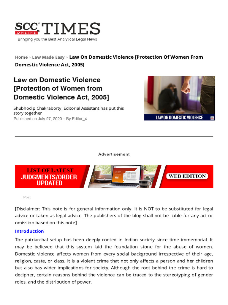 Law On Domestic Violence Protection of Women From Domestic Violence Act ...