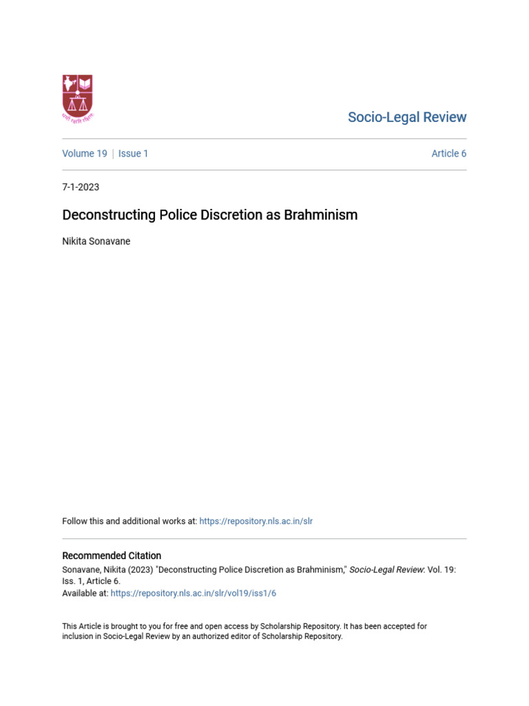 Deconstructing Police Discretion As Brahminism | Download Free PDF ...