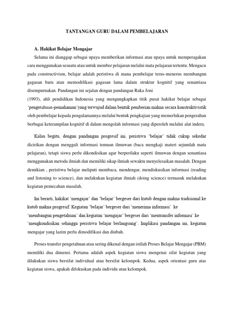 Tantangan Guru dalam Pembelajaran Modern | PDF