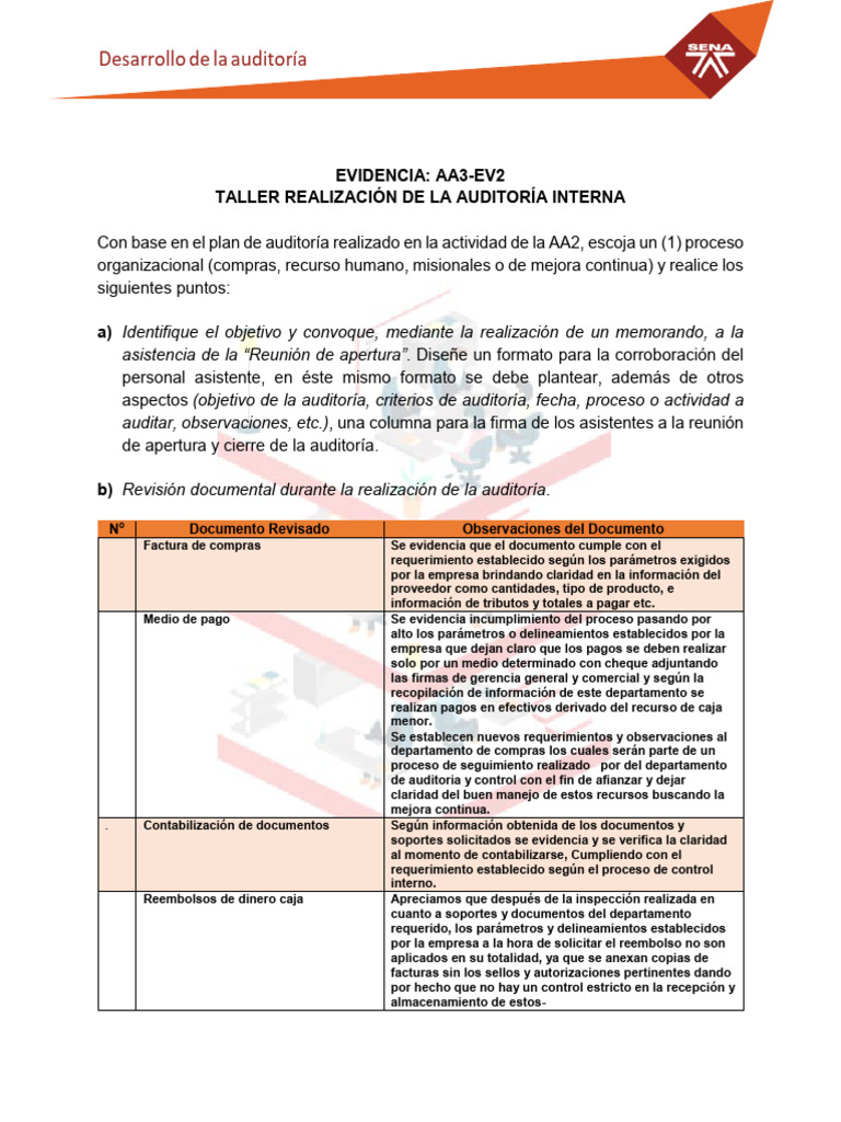 Formato - Evidencia - AA3 - Ev2 - Taller - Docx Elden | PDF | Auditoría | Business