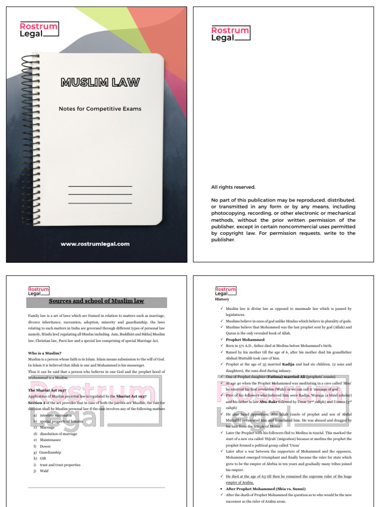 Muslim Law Notes | PDF | Marriage | Ali