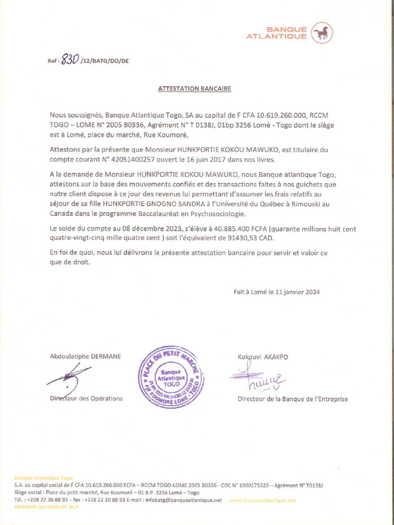 Attestation Bancaire1 | PDF