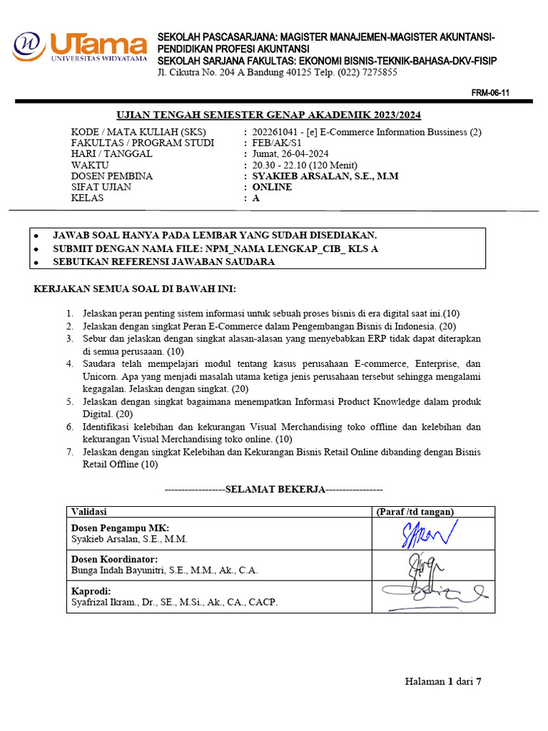 UTS (E) E-Commerce Information Business S1 A Reg B1 GENAP | PDF