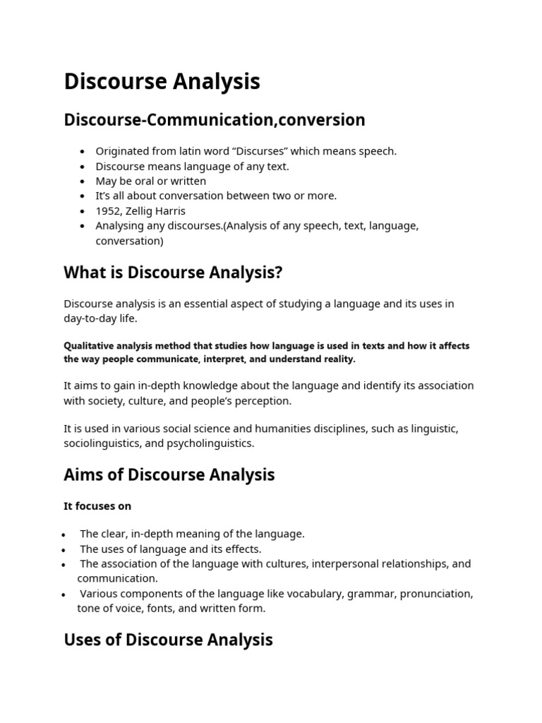 Discourse Analysis | PDF | Discourse | Analysis