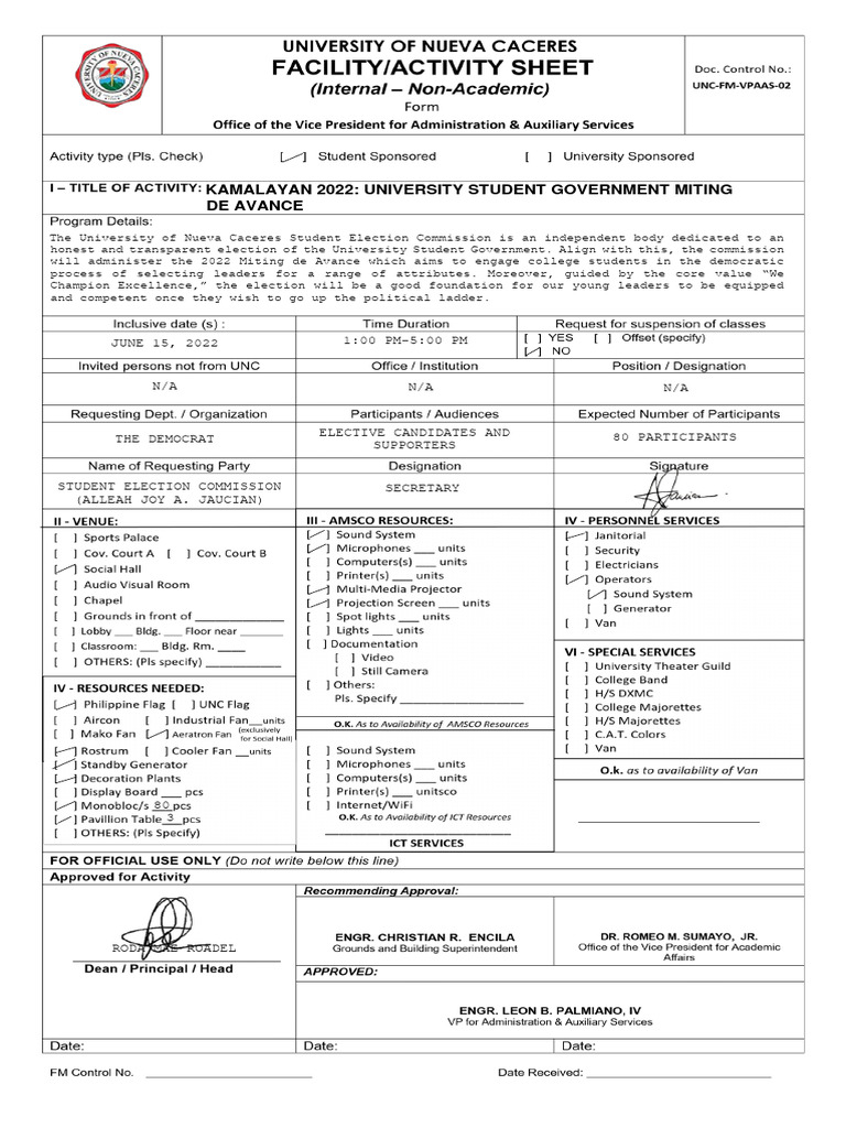 Faci Sheet - Miting de Avance | PDF | Government
