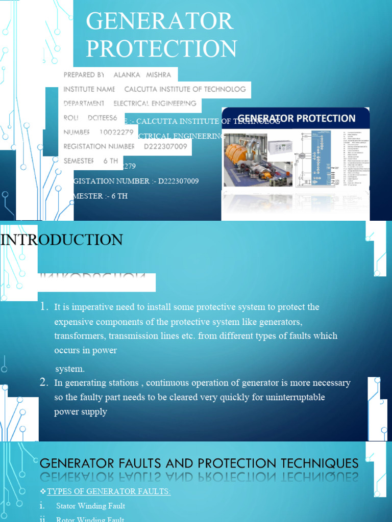 Generator Protection | PDF | Relay | Electric Generator