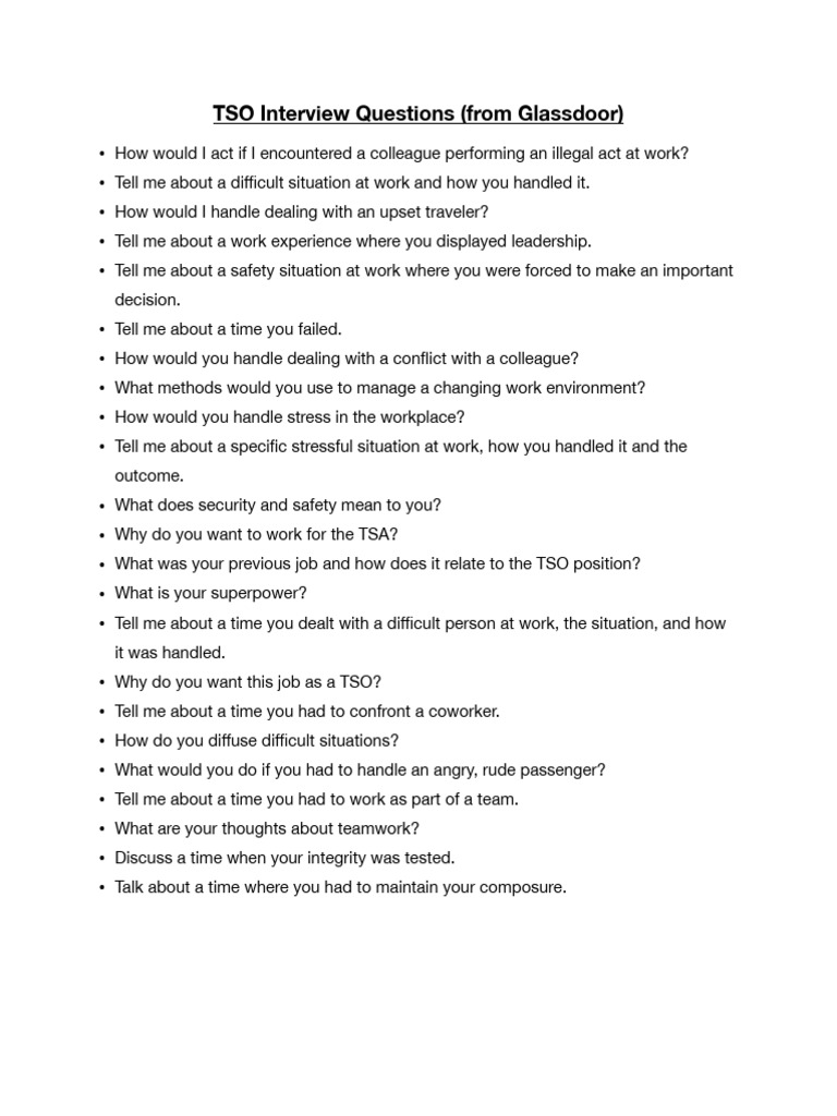 TSA Interview Questions | PDF