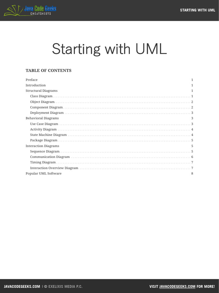 Starting With UML - Cheatsheet, 2014 | PDF | Unified Modeling Language ...