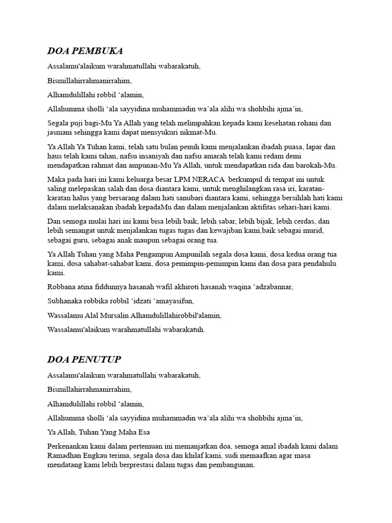 Doa Halal Bihalal | PDF | Agama & Spiritualitas