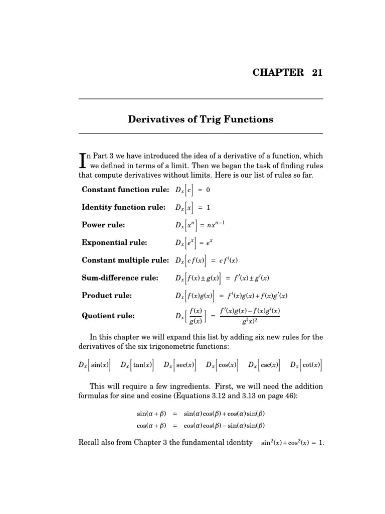 Chapter21 Derivatives of Trig Function | PDF | Trigonometric Functions | Mathematical Concepts